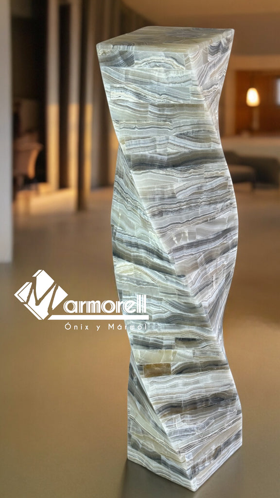 003 LÁMPARAS MOD. RIZADO DE PIEDRA ÓNIX NATURAL 1 M DE ALTURA, 20X20 ...